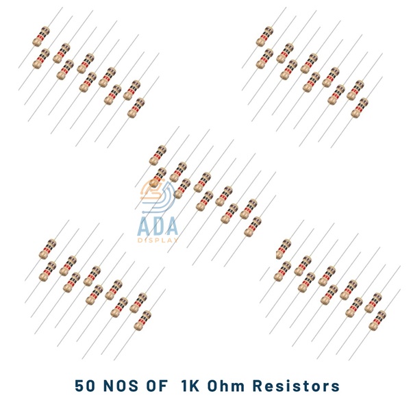 50PCS - 1K Ohm Resistor 1/4W 5% Tolerance Carbon Film Resistors 4 Bands ...