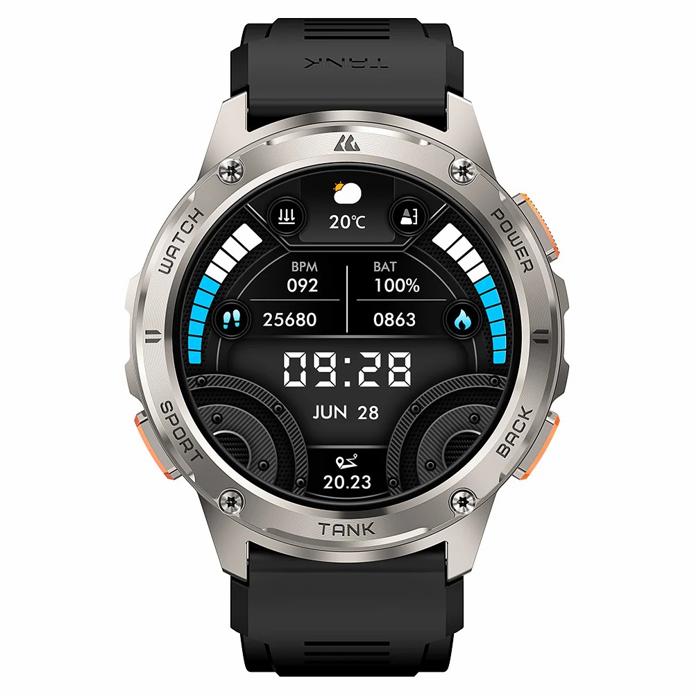 KOSPET TANK T3 Ultra Rugged Smartwatch AMOLED Display, 5ATM, Stainless ...
