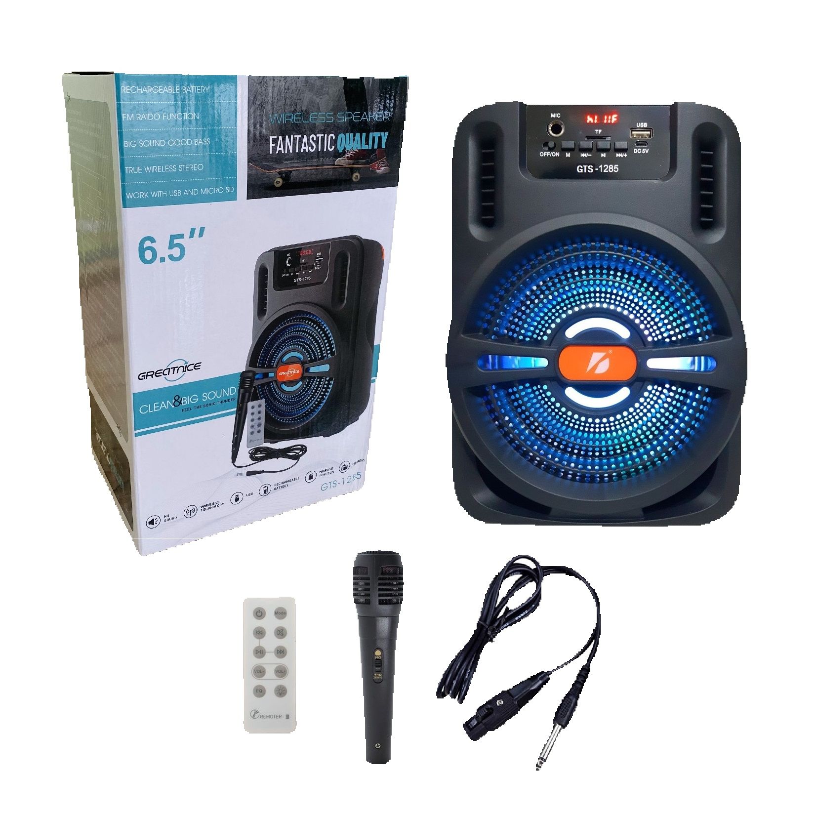 Wireless Portable Karaoke Speaker With FREE Mic Support Bluetooth, Mic ...