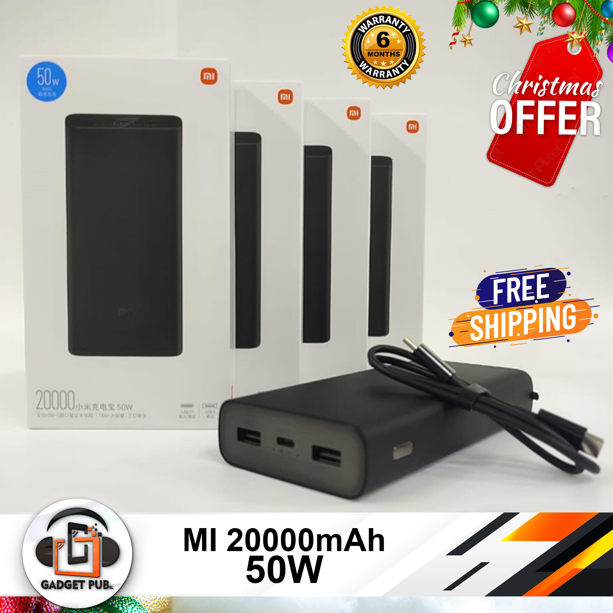 Original Xiaomi Power Bank 3 20000mAh 50W USB Type C Fast Charging Version Portable 20000 mAh ...