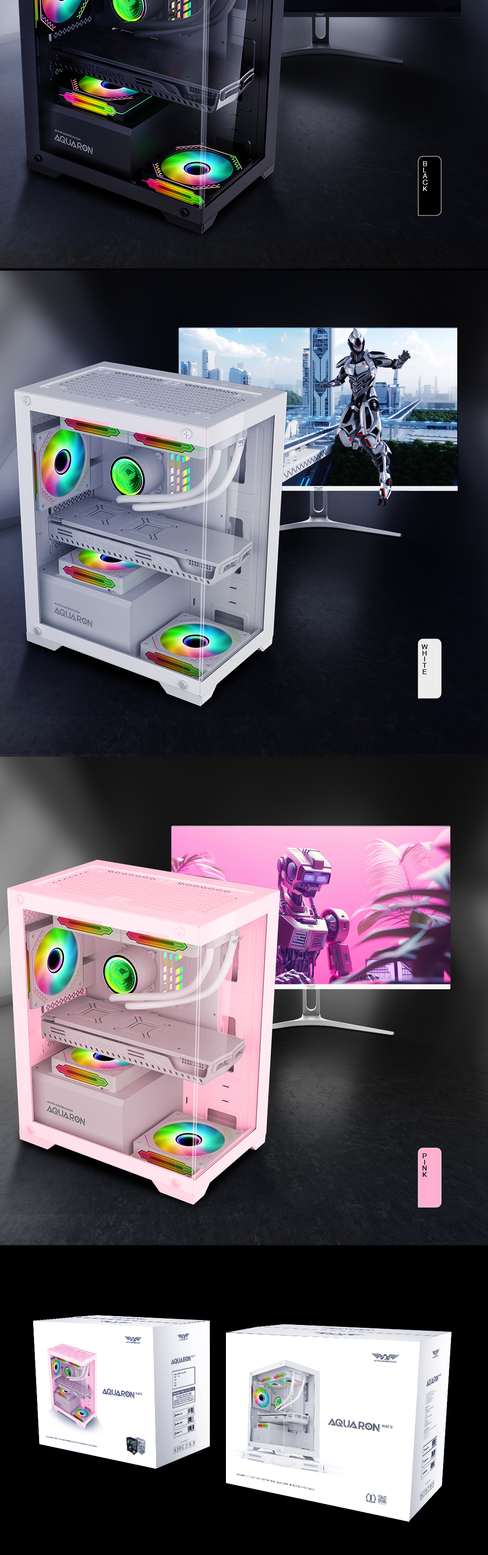 ARMAGGEDDON AQUARON M-ATX TRANSPARENT VIEW PINK GAMING CASING - NEXXCOM ...