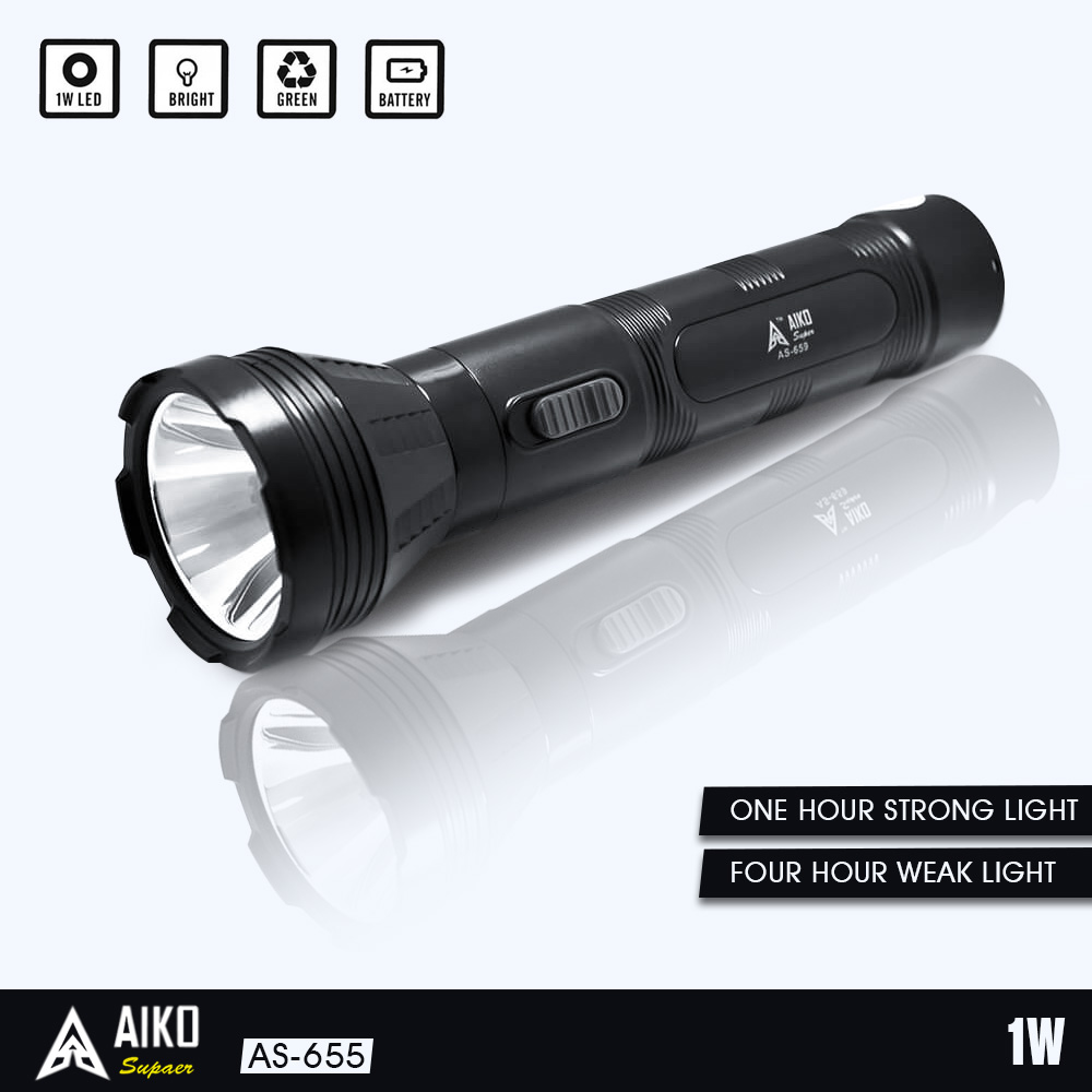 AIKO AS655 Rechargeable LED Torch 1W Hi-Power LED Rechargeable Camping ...