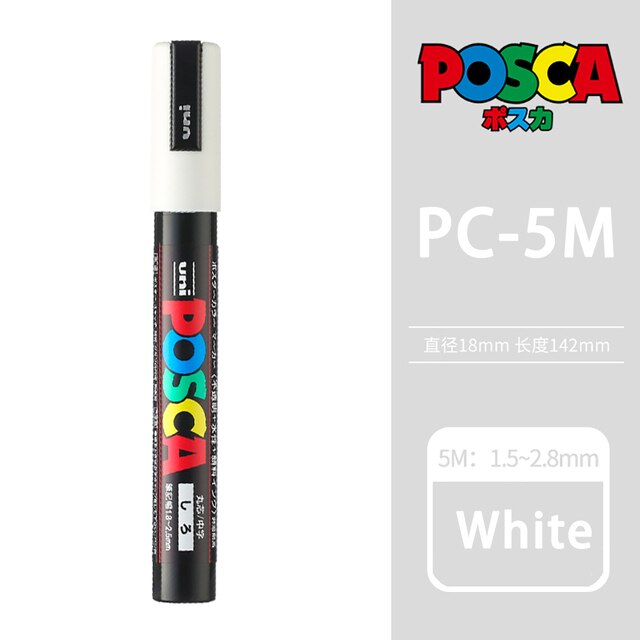 【Hot】 1Pcs Japan UNI White Posca Markers Pens Acrylic Highlighter PC-1M ...