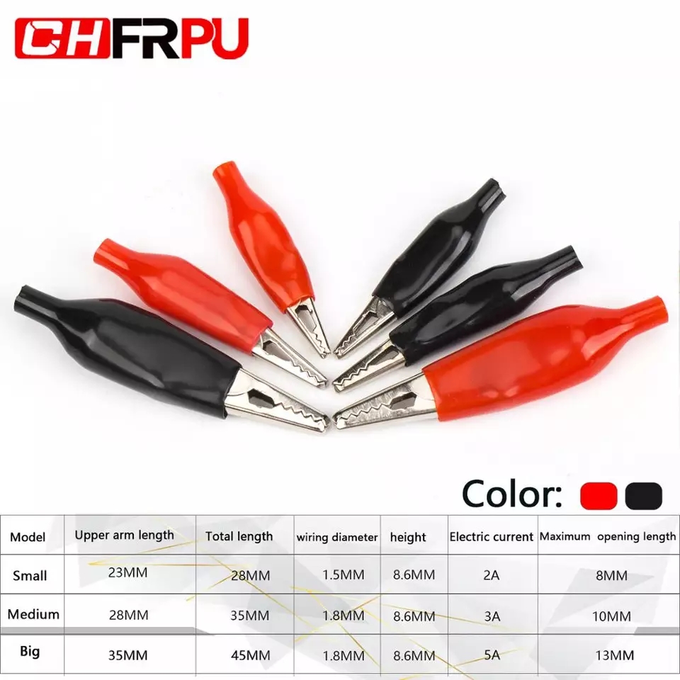 1Pair Insulation Boot Metal Alligator Clip Electric Test Different Lead ...