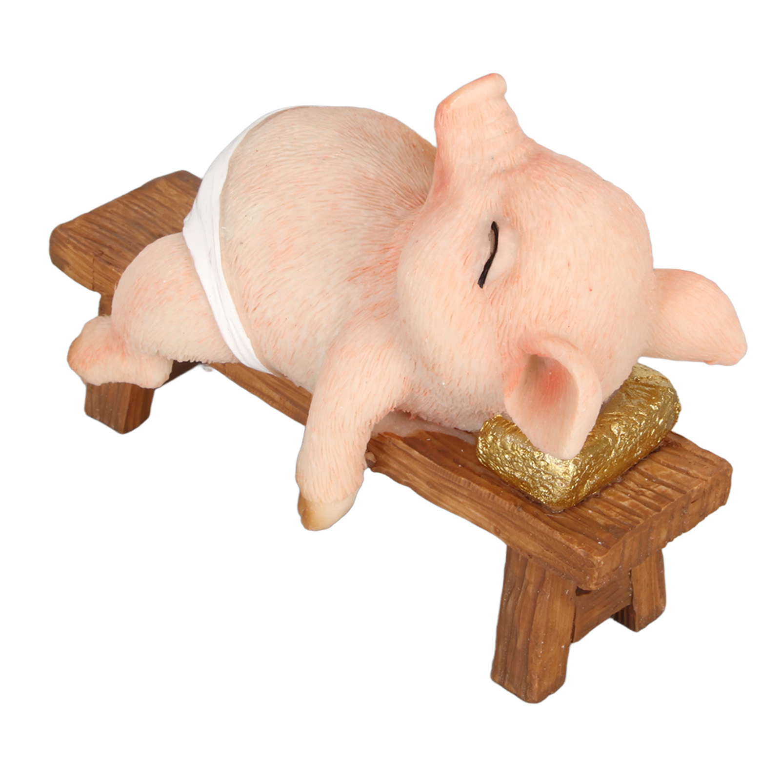 Mini Pig Figurine Strong Durable Pig Statue Rustic Style Lying On Bench ...