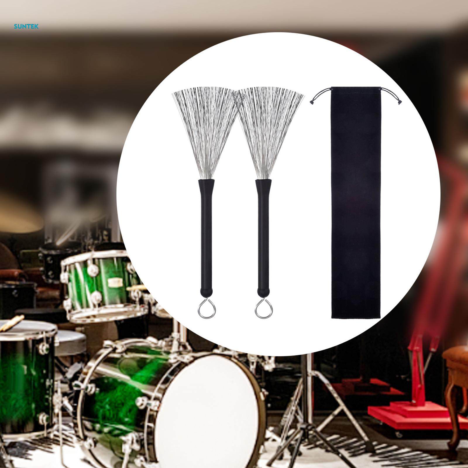 2 Pieces Retractable Drum Wire Brushes Drum Brushes for Band Country ...