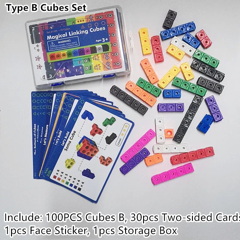 Moulty Linking Math Cubes with Activity Cards Set Number Blocks ...