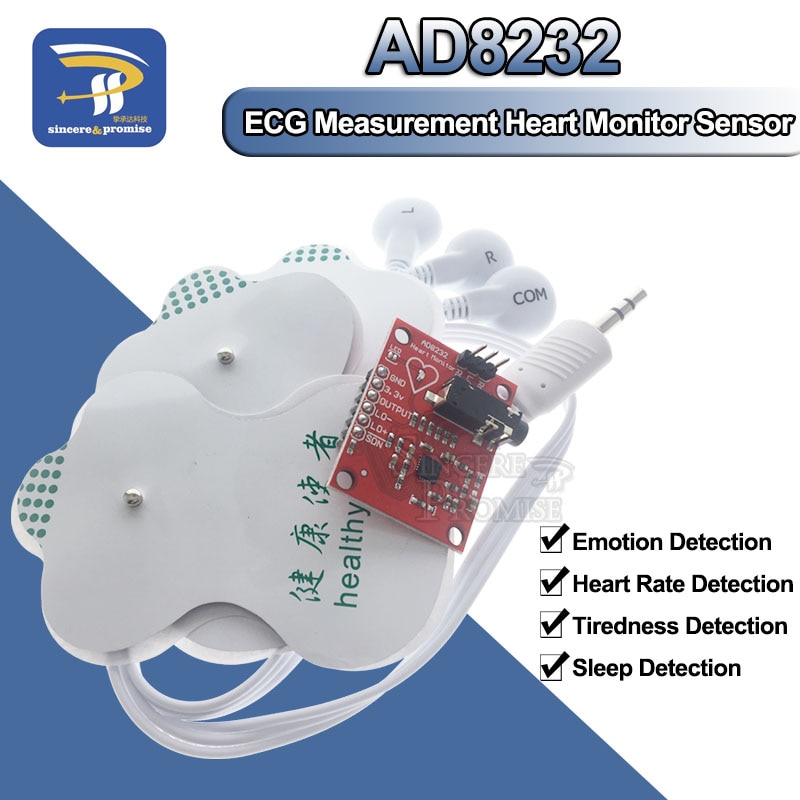 【happy one】AD8232 ECG Measurement Heart Pulse Single RateMonitor Sensor ...