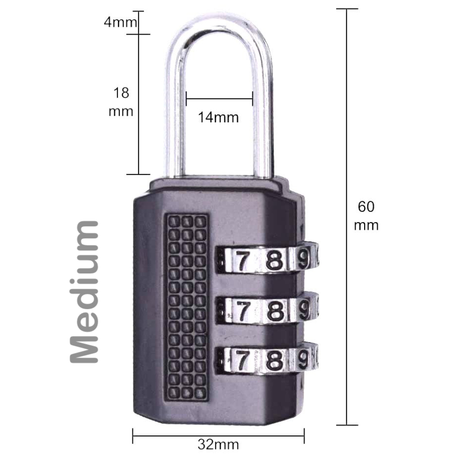 Medium 3 Digit Outdoor Waterproof Resettable Combination Number Padlock ...