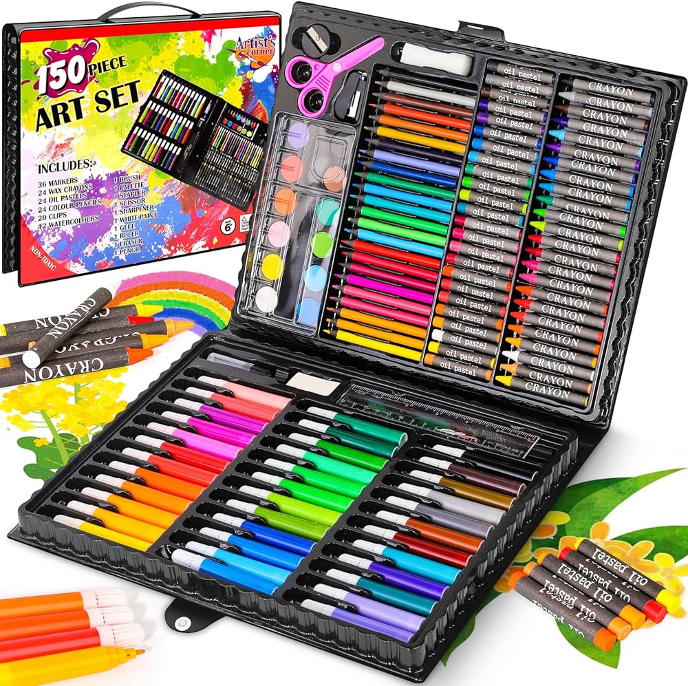 150,168 & 208 Piece Deluxe Art Set Drawing Set for Kids Crafts Kit Box ...