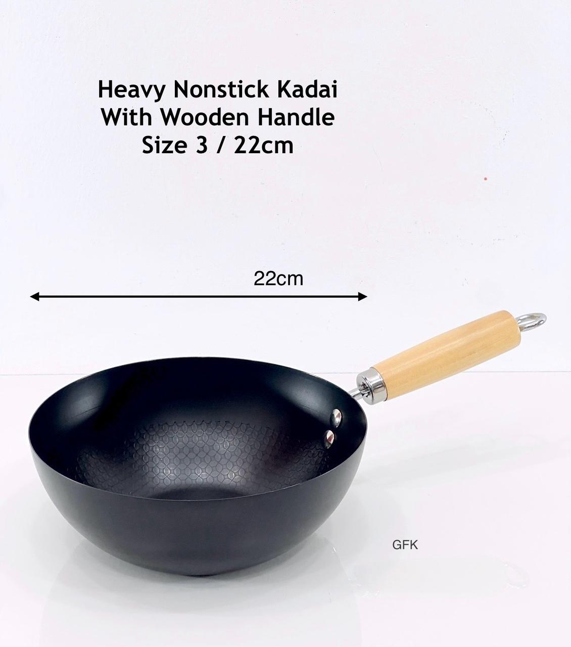 Nonstick Kadai Pot / Sauce Pan with Wooden Handle Heavy and Good ...