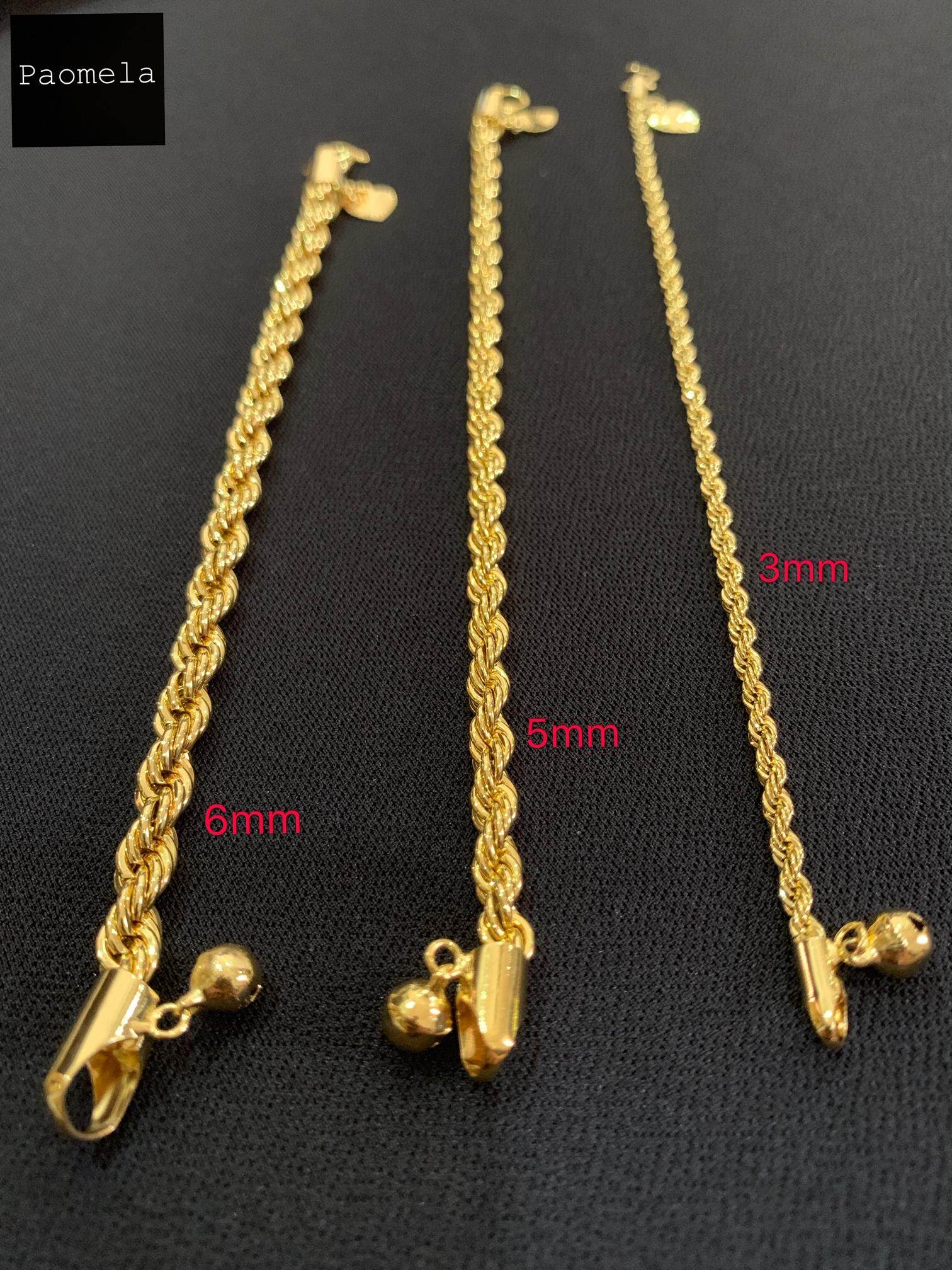 Rantai Tangan(3mm/5mm/6mm) 24K Gold Plated | Daraz.lk