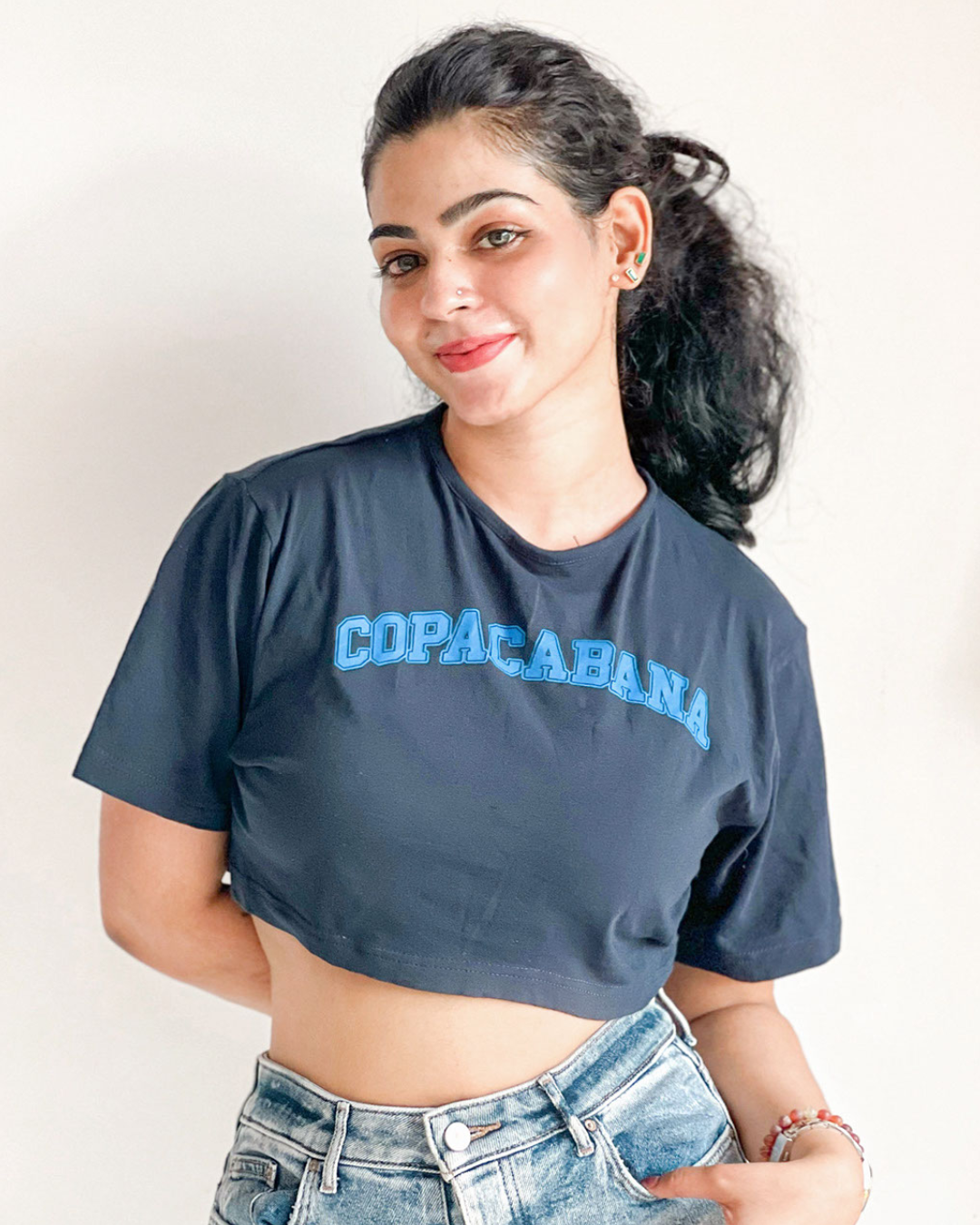 Oversized Crop Top Blue Lagoon Darazlk