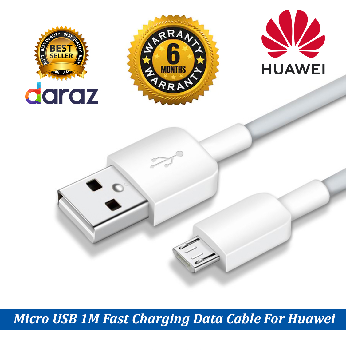Huawei micro usb Fast Charging data transfer cable white color | Daraz.lk