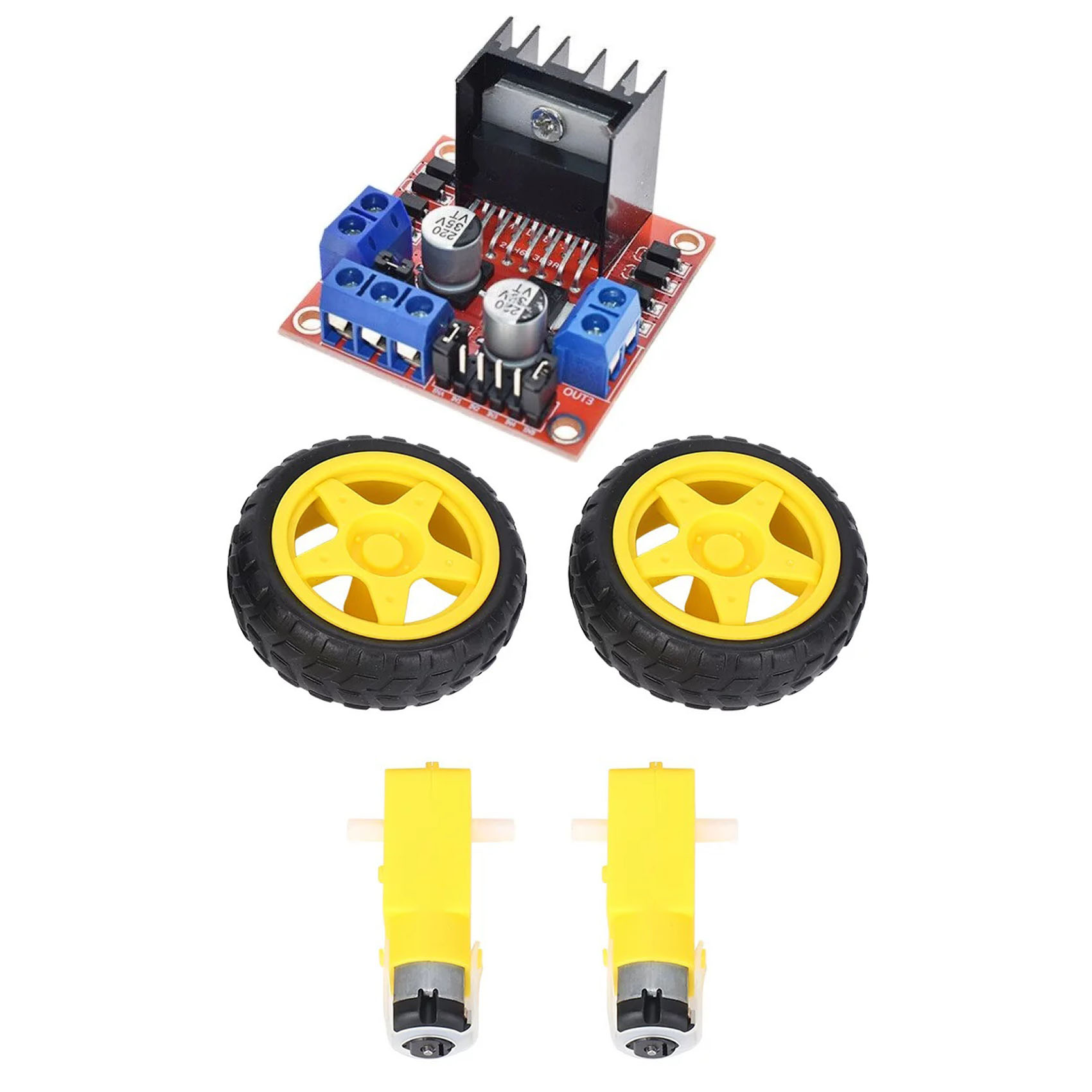 [5 IN 1] L298N Stepper Motor Drive Controller Board + 3-6V TT Gear ...