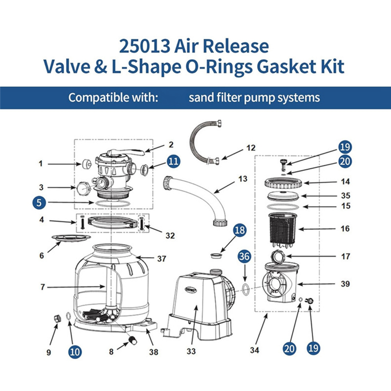 Replacement Set for Sand Filter Pumps, Air Release Valve & O-Rings ...