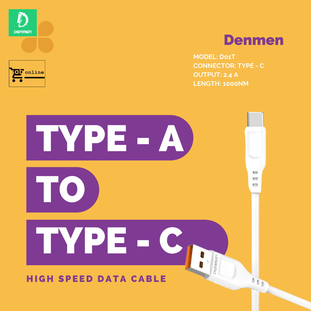 Denmen Data Cable 2.4A USB-Type-C High Quality D01T Micro USB Cable Fast Charging Syncing ...