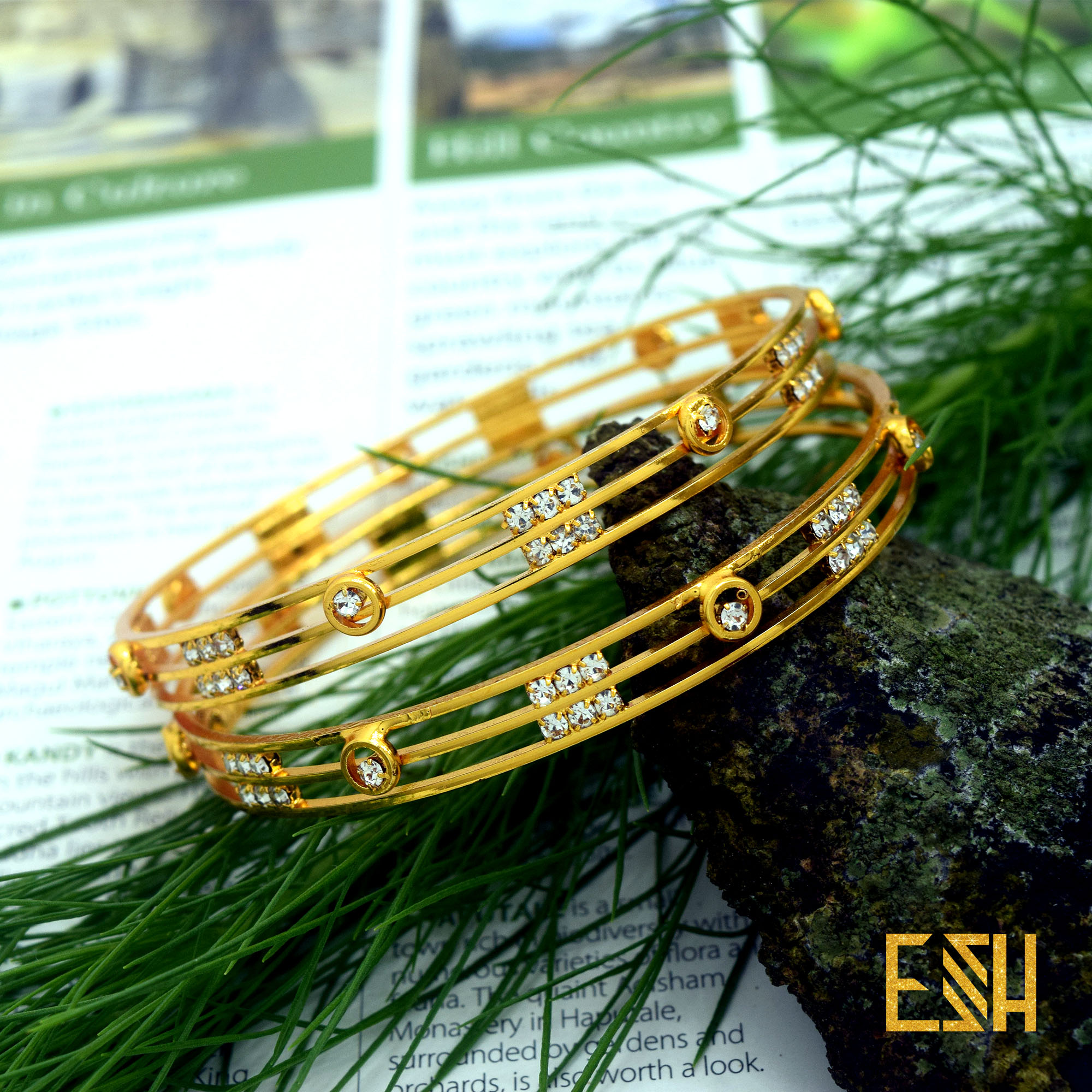 Gold plated Two line Charm Bangle Stylish Rich Look Guaranteed Without ...