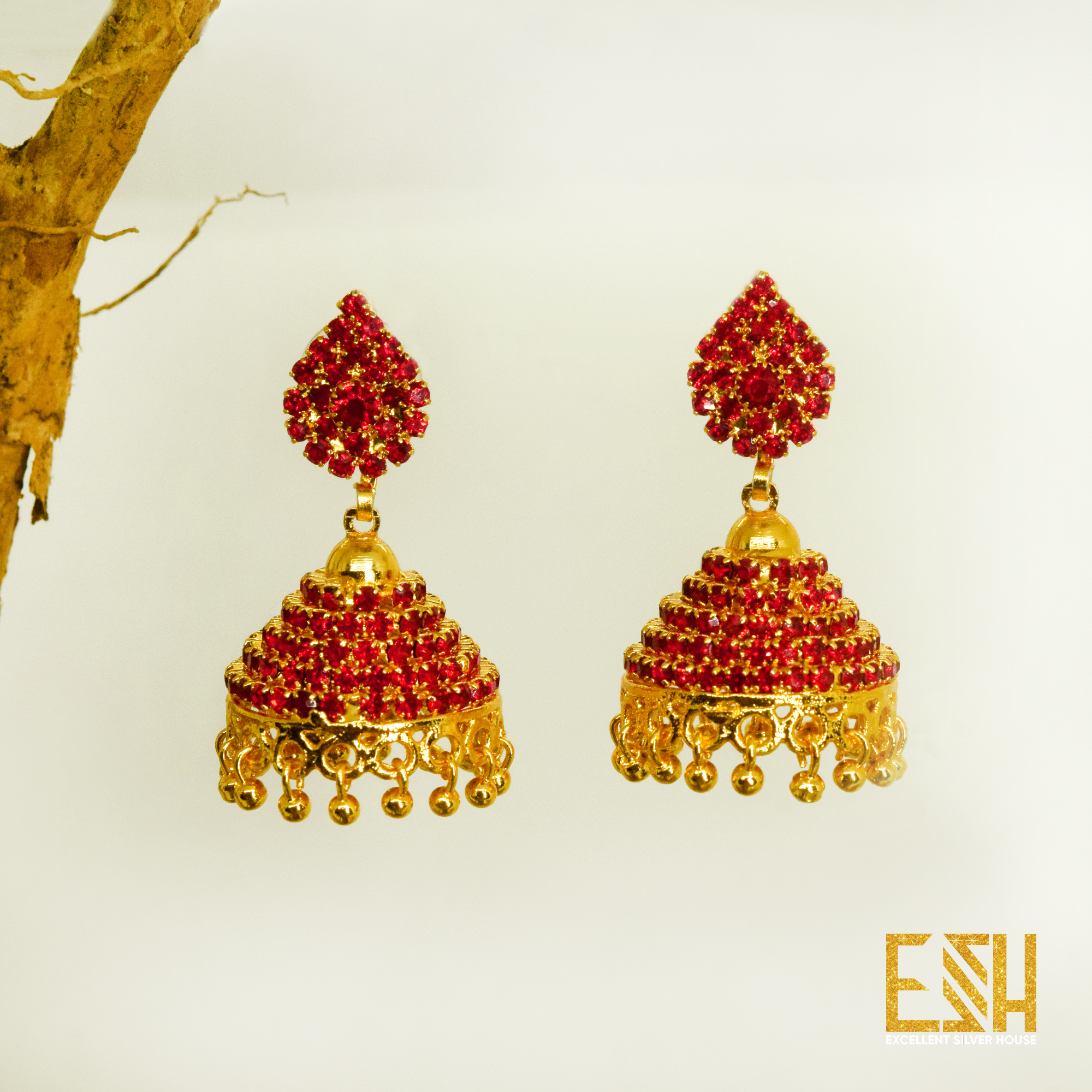 Gold Plated Jimikki Earrings With Fixed Stone Gift For Women | Daraz.lk